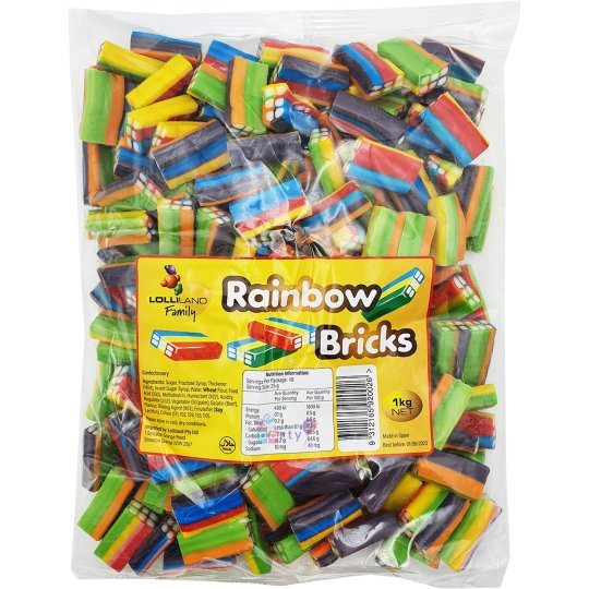 Rainbow Bricks Candy (1kg) | Halal Lollies | Who Wants 2 Party