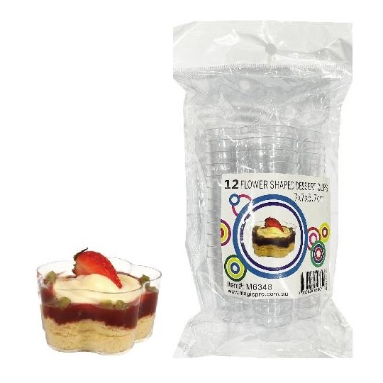 Plastic Flower Shaped Dessert Cups (Pack of 12) | Plastic Mini Dessert ...
