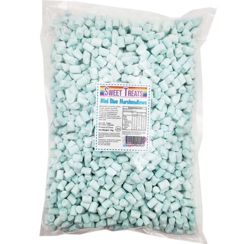 Blue Mini Marshmallows (1kg) | Halal Marshmallows | Who Wants 2 Party