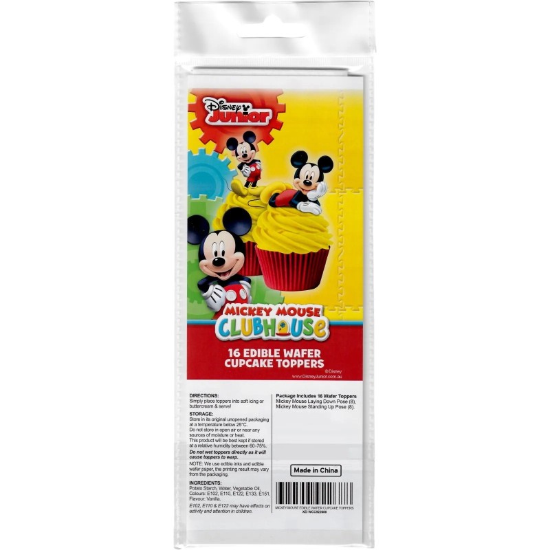 Mickey Mouse Wafer Cupcake Toppers (Pack of 16) | Mickey Mouse Party ...